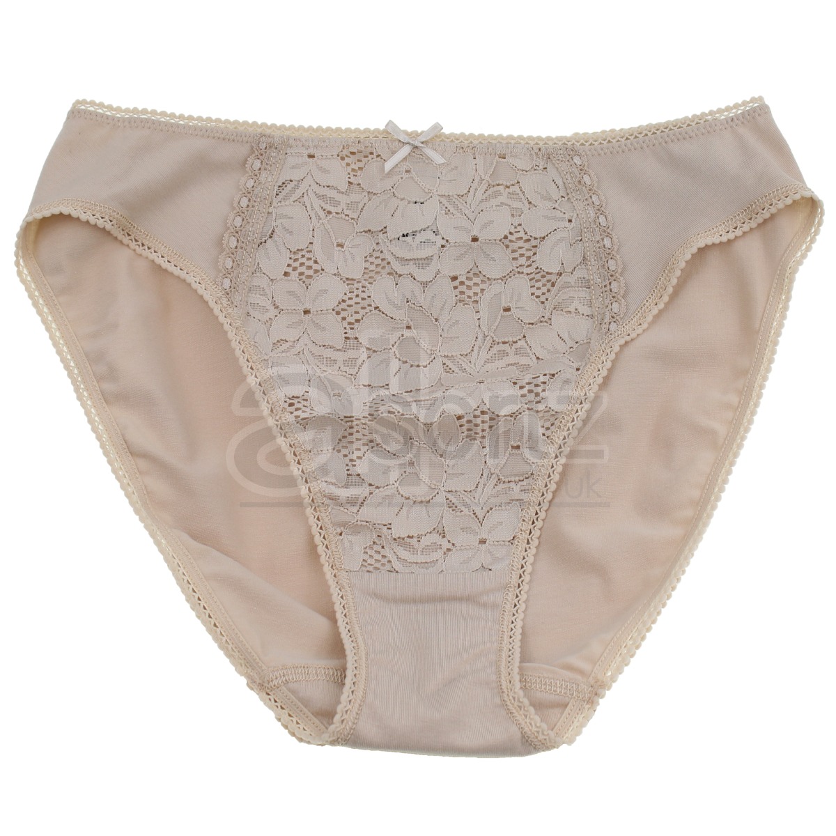 New Ladies High Rise High Leg Knickers M S L Lace Front Cotton Rich ...