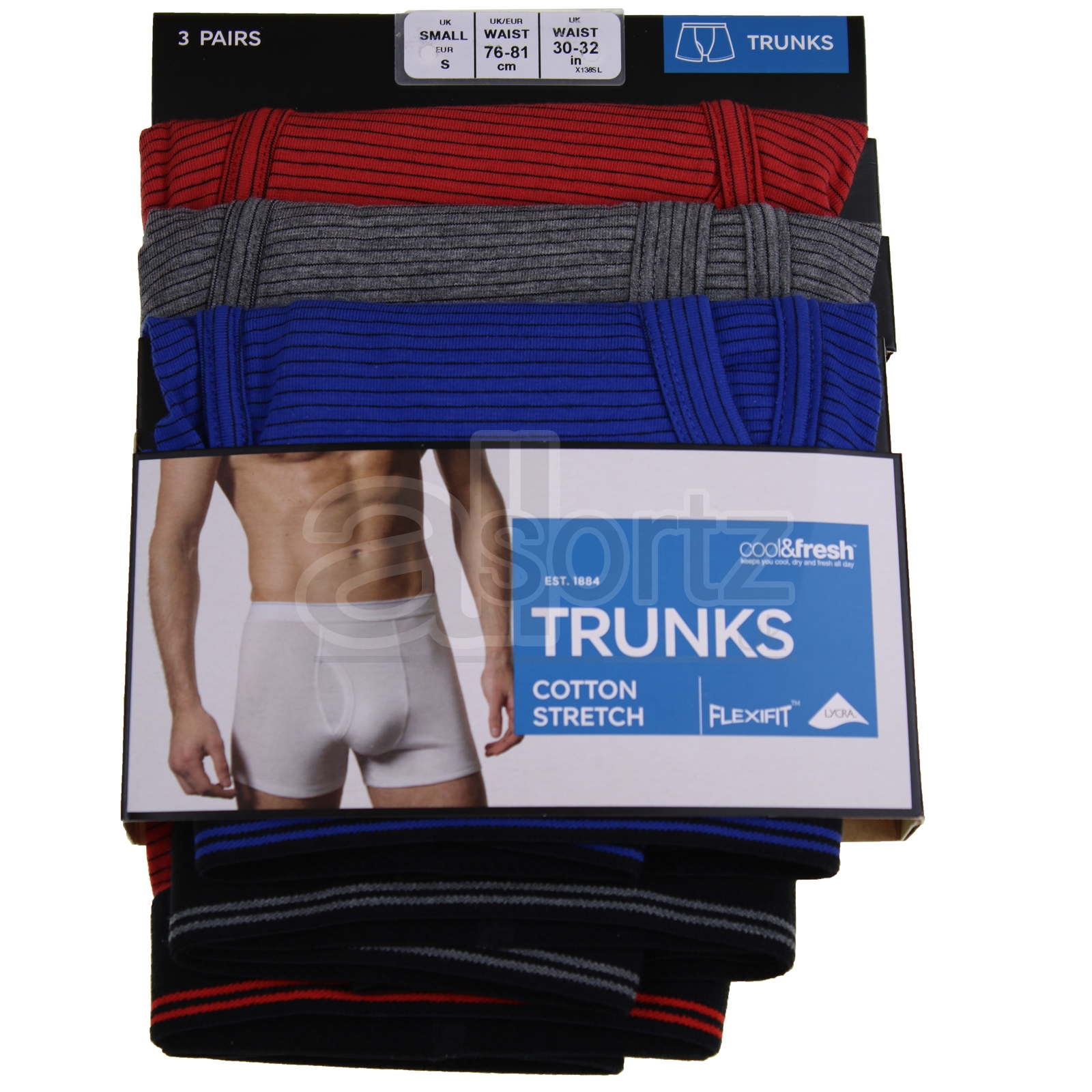 Mens 3 Pack Trunks M S Cool Fresh Cotton Rich Boxer Shorts Keyhole Fly ...