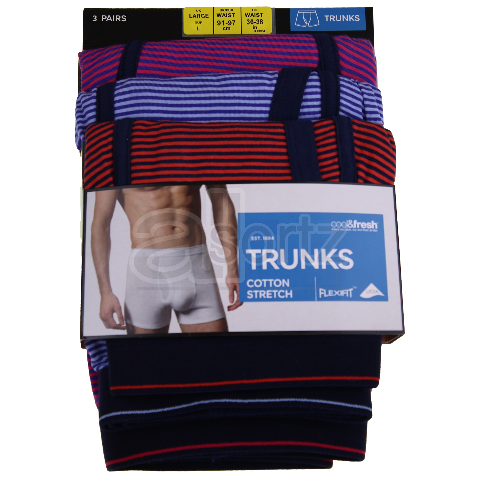 Mens 3 Pack Trunks M S Cool Fresh Cotton Rich Boxer Shorts Keyhole Fly ...